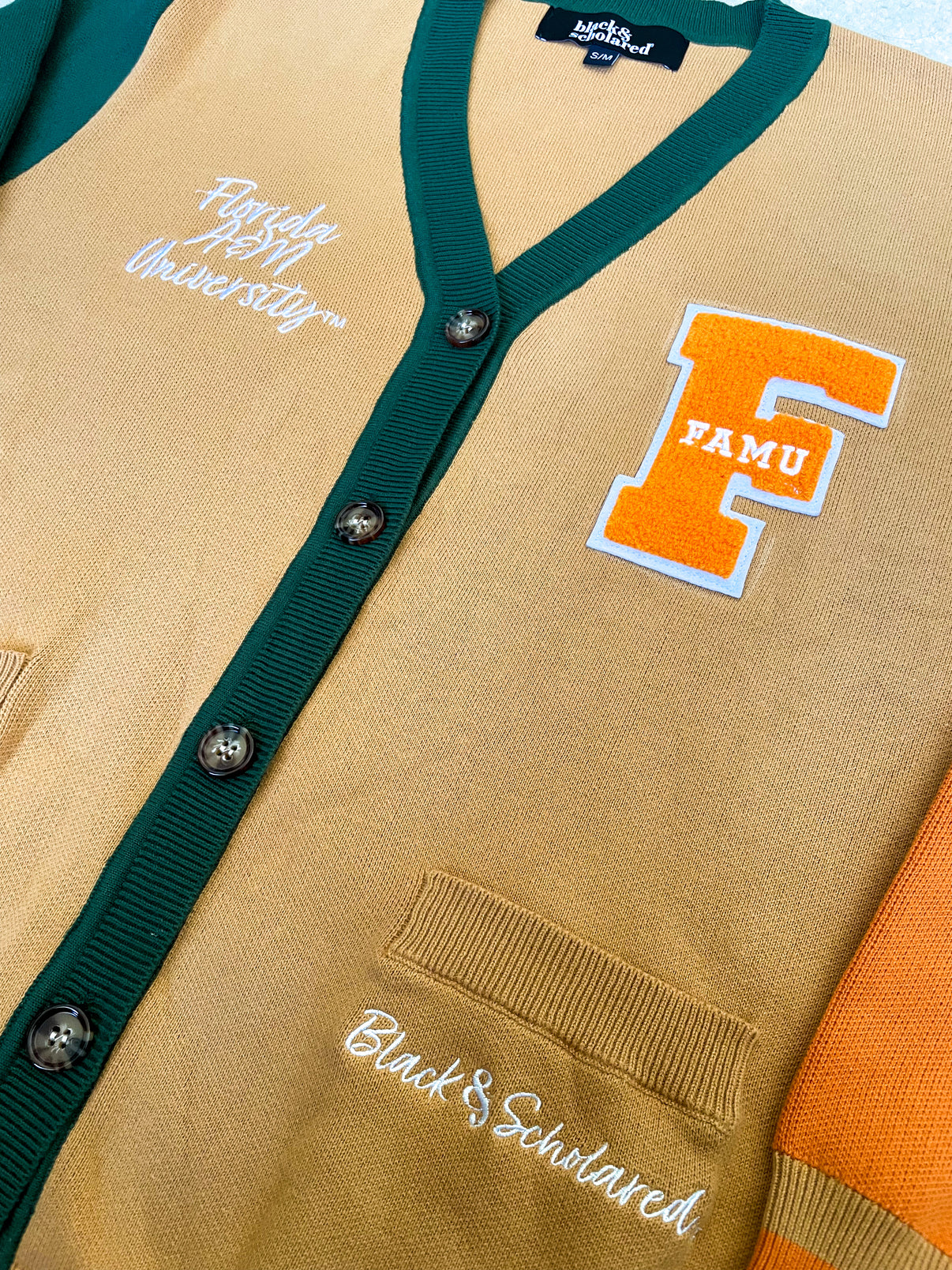 Florida A&M University™ Varsity Cardigan Sweater – Black & Scholared
