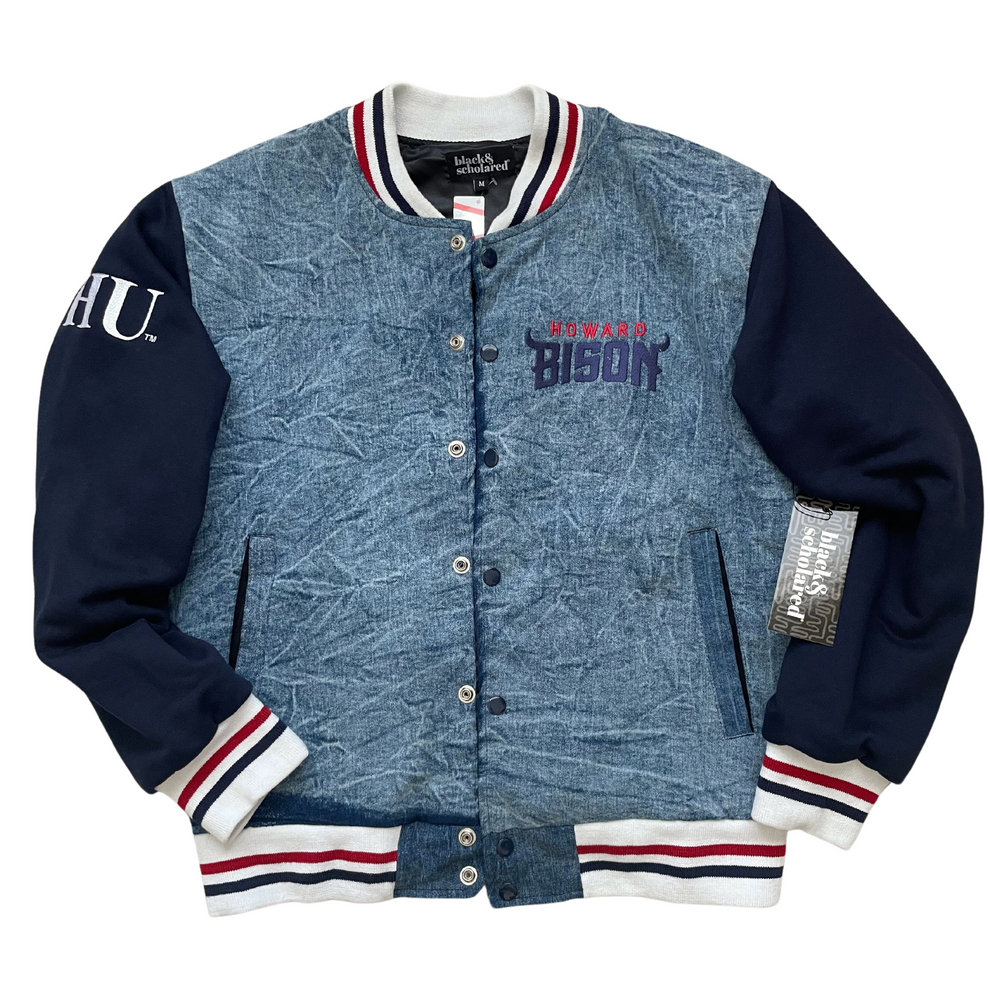 Howard University™ Denim Letterman Varsity Jacket – Black & Scholared